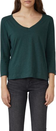 s.Oliver 3/4-Armshirt aus Baumwoll-Flammgarn mit tiefem V-Ausschnitt