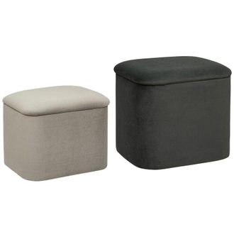 Atmosphera Atmosphera - Set de 2 poufs Dani en velours L37,5 41,5cm gris cr&eacute;ateur dint&eacute;rieur