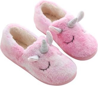 Valiclud Chaussures Intérieur Chaudes Peluche Licorne Pour Femme Style Peluche Douce Semelle Antidérapante Confortable Et Légère Adaptées Maison Et Détente