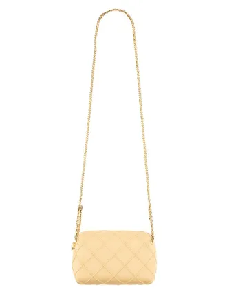 Tory Burch Womens Fleming Shoulder Bag Beige Lamb Leather