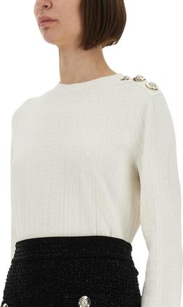 Balmain Viscose Knit Sweater - Ivory