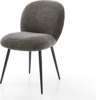 DELIFE Esszimmerstuhl Nube-Flex Boucl&eacute; Soft Schlamm 4-Fu&szlig; konisch Schwarz Taschenfederkern, Esszimmerst&uuml;hle