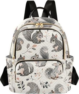 Mnsruu Mini sac à dos pour femme, motif écureuil, petit animal, beige, petit sac à dos tendance pour femme, sac à dos décontracté, Multi490, S