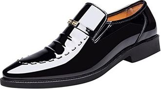Generic Chaussures habill&eacute;es en cuir verni pour homme - Mocassins confortables &agrave; talons bas - Mocassins &agrave; bout pointu - Mocassins formels confortables - Mocas