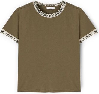Motivi Femme, Tops, Vert, Taille: 38 FR T-shirt &agrave; bords en maille