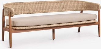 Sklum 3-Sitzer Garten-Sofa aus Akazienholz und synthetischem Rattan Ribeira Akazie Braun