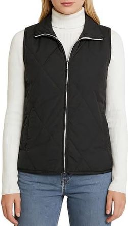 Generic Gilet matelass&eacute; sans manches pour femme avec fermeture &eacute;clair et col montant rembourr&eacute;, Noir, XXL