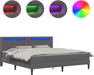 vidaXL Struttura Del Letto Con Testiera Grigio 180 X 200 Cm Similpelle Vidaxl