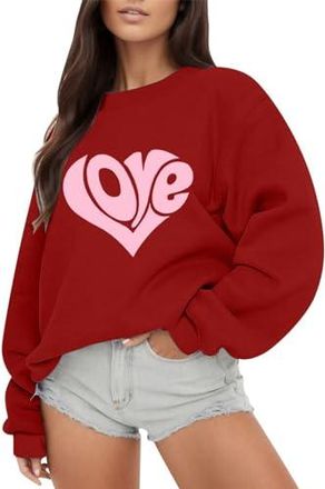 Generic Sweat &agrave; capuche &agrave; manches longues et col rond pour femme 2026, Rouge, XXL