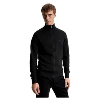 Tommy Hilfiger Klassischer Zip-Up Pullover - - Knitwear - Herren - Schwarzk - S