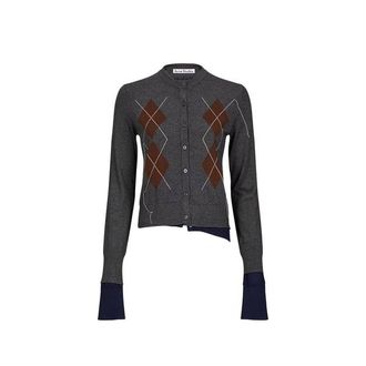 Acne Studios Cardigan droit &agrave; motifs en soie m&eacute;lang&eacute;e