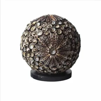 Ancient Wisdom Ancient Wisdom - Lampe Coquillage Boho - Globe Torsad&eacute; Chocolat - 15 cm- Vendu par 1