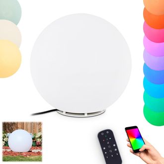 HOFSTEIN Kugelleuchte Ilara, Kugellampe aus weißem Kunststoff, RGB Wegelampe Ø 40 cm mit Fernbedienung, CCT einstellbar 2700-6500, Farbwechsler, Außenleuchte f