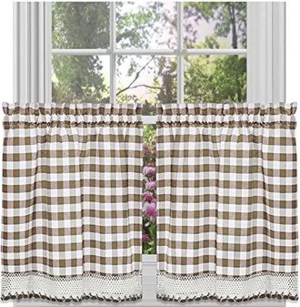 Achim Achim Home Furnishings Fenstervorhang, Büffelmuster, 147 x 91 cm, Taupe/Elfenbeinfarben