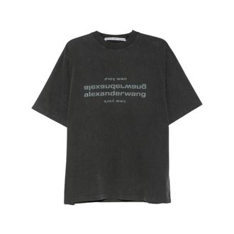 Alexander Wang Logo Print T-Shirt - - Tops - Damen - Grau - S