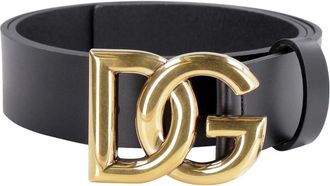 Dolce & Gabbana Homme, Accessoires, Noir, Taille: 105 CM Ceinture Lux en cuir avec boucle logo croisée