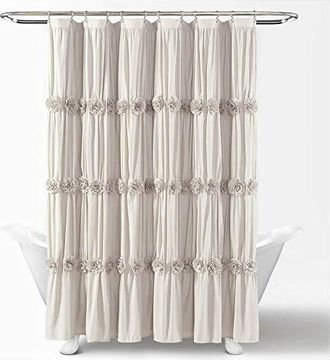 Lush Décor Darla Badezimmerdusche, gerüschtes Blumenmuster Neutral neutral