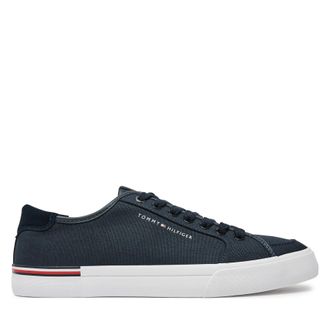 Tommy Hilfiger Sneakers aus Stoff Tommy Hilfiger Core Corporate Vulc Canvas FM0FM05398 Dunkelblau