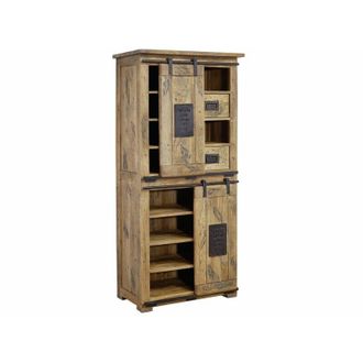 Massivmoebel24 Schrank Mango 80x45x175 natur lackiert railway 117