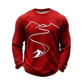 Generic Sweat-shirt &agrave; col rond pour homme - Sweat &agrave; capuche - Pull d&eacute;contract&eacute; - Pull chaud - Veste de sport - Manches longues - Imprim&eacute; r&eacute;tro - T-shirt &agrave; man