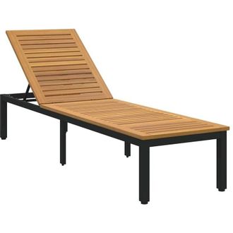 vidaXL Vidaxl - Chaise longue Noir 200 x 55 x 35 cm Bois dacacia massif