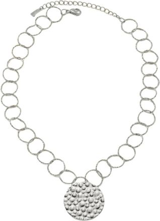 Dansk Copenhagen Vilja Waterproof Silver Stainless Steel Short Statement Necklace - Hammered/Polished Finish - - Accessories - Damen - Grau - ONE SIZE