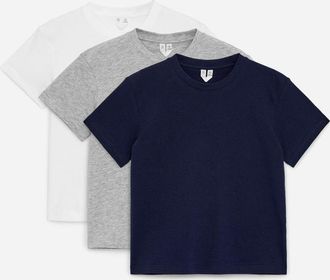 Arket T-Shirt Mit Rundhalsausschnitt 3er-Pack -Wei&szlig;