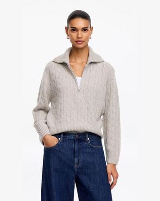 Arket Kaschmirpullover Mit Kurzem Rei&szlig;verschluss -Beige