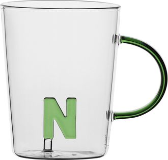 La Porcellana Bianca Tasse Buchstabe N aus Borosilikatglas, Fassungsverm&ouml;gen 400 ml, Kollektion Allalettera