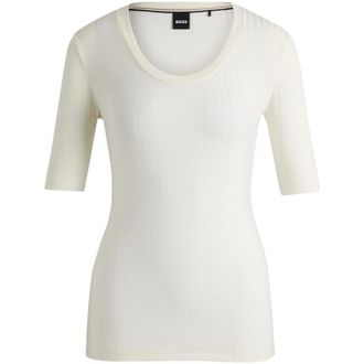 HUGO BOSS Effilie T-Shirt f&uuml;r Damen, gerippt (Wei&szlig;)