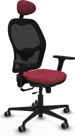 Piqueras y Crespo Ergonomischer Computerstuhl mit 3D-Armen, h&ouml;henverstellbarer Lendenwirbelst&uuml;tze und festem Kopfteil, ausgestattet mit Syncro/Traslack und injiziertem 