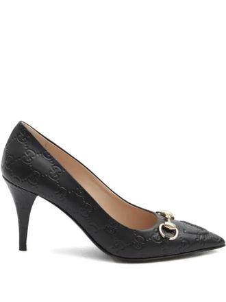Gucci Hohe Schuhe - Pointed-Toe Pumps With Embossed Leather - Gr. 36,5 (EU) - in Schwarz - f&uuml;r Damen