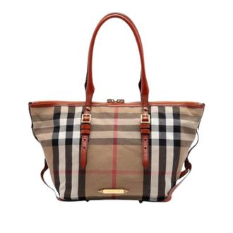 Burberry Pre-owned Sac cabas House Check en toile - Femme - Pre-owned - Brun - Taille: ONE Size