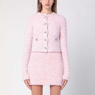 Balenciaga Pink cotton blend tweed cropped cardigan