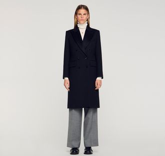 Sandro Manteau long à revers satinés