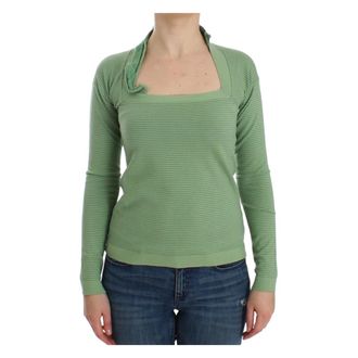 Ermanno Scervino Femme, Tops, Vert, Taille: 40 FR Pull de luxe en laine m&eacute;lang&eacute;e &agrave; rayures vertes