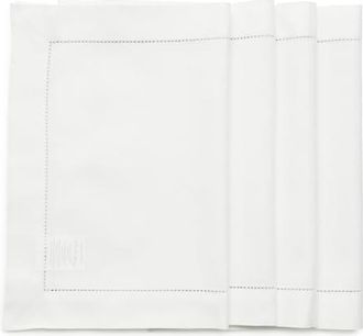 Solino Home Tischsets aus Baumwoll-Leinen, Weiß, 4 Stück, natürlicher Stoff, Hohlsaum, 35,6 x 48,3 cm, maschinenwaschbar, für Herbst, Halloween, Erntedankfest, We