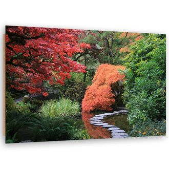 Feeby Wanddeko Garten Bild Kunstdruck modern Japan Gr&uuml;n 80x60 cm