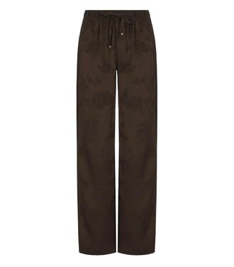 Ganni PANTALON EN SATIN BRUN GANNI