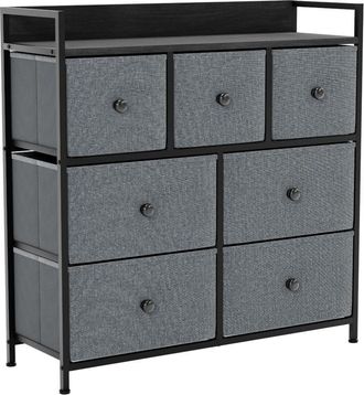 Home Discount Home Discount - Chorley Kommode mit 7 Schubladen aus Stoff mit Metallrahmen für Schlafzimmer & Wohnzimmer, Grau-Schwarz