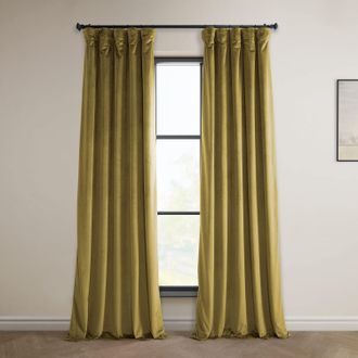 Half Price Drapes Heritage Plüschsamt-Vorhänge, 274 cm lang, Raumverdunkelungsvorhänge für Schlafzimmer und Wohnzimmer, 50 B x 108 L, (1 Bahn), Torfgrün