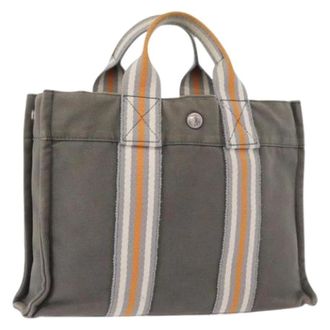 Herm&egrave;s Pre-owned Vintage Canvas Hand Bag - - Pre-owned - Damen - Grau - ONE SIZE