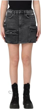 Amish Femme, Jupes, Noir, Taille: W26 Mini-jupe en jean à poches cargo