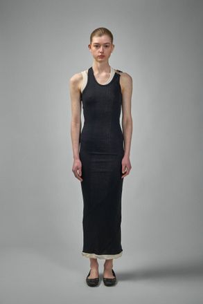 Jean Paul Gaultier Cotton Ribbed Twisted Double Layer Sleeveless Dress