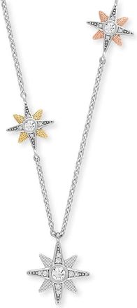 Engelsrufer Damen Halskette aus Sterling Silber mit drei Stern Motiv Anhängern Tricolor - besetzt mit 19 Zirkonia Steinen - Karabinerverschluss - nickelfrei