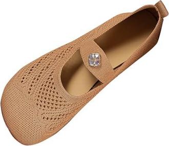 Generic Chaussures &agrave; enfiler d&eacute;contract&eacute;es larges pour femme - Ballerines plates &eacute;l&eacute;gantes &agrave; bout rond - Respirantes, l&eacute;g&egrave;res et confortables - Pour le travai