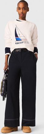 Maje Baumwollhose Mit Lederg&uuml;rtel - Marineblau - Maje