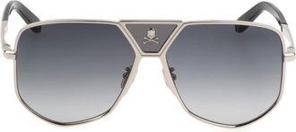 Philipp Plein Homme, Accessoires, Gris, Taille: ONE Size Power Skull Lunettes de soleil