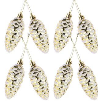 Valiclud 10 St&uuml;ck Weihnachtsbaumschmuck Tannenzapfen Deko Anh&auml;nger Goldfarben Kunststoff Leicht zum Aufh&auml;ngen f&uuml;r Weihnachtsfeier und Festtagsdekoration