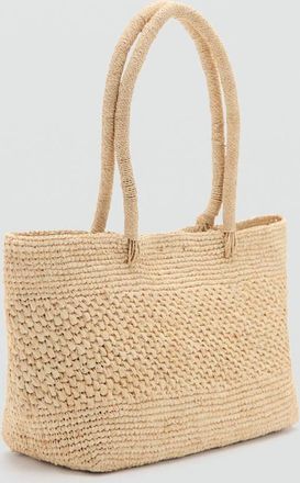 Mango Sac cabas fibre naturelle beige - Femme - Taille unique - MANGO